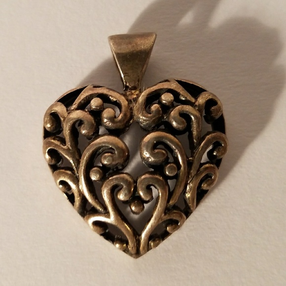 Vintage | Jewelry | Vintage Sterling Silver Filigree Heart Pendant ...
